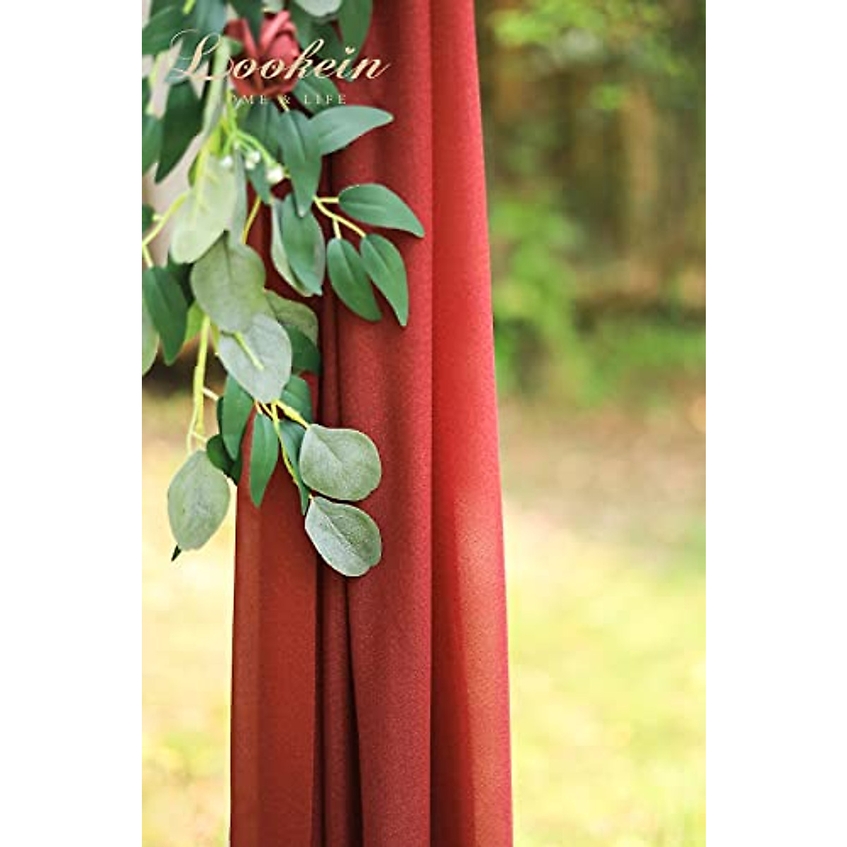 Lookein Chiffon Runner Arch Decorations for Wedding Ceremony Arch Drapping Fabric for Wedding Swags, 2 Panels 30" Wide 6 Yards Long, Burgunday