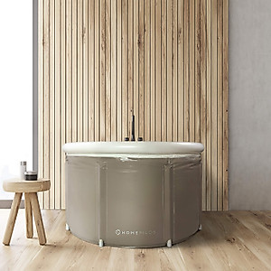 Portable Bathtub (Large) by Homefilos, Ice Bath and Cold Plunge for Athletes, Inflatable Adult Size Japanese Soaking Hot Tub for Shower Stall