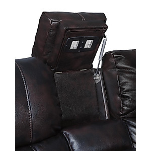 Coaster Home Furnishings Willemse Motion Sofa with Drop-Down Table Dark Brown