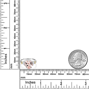 Gem Stone King 925 Silver and 10K Yellow Gold 10MM Heart Gemstone Birthstone White Moissanite and White Diamond Engagement Ring For Women | Available in Size 5,6,7,8,9