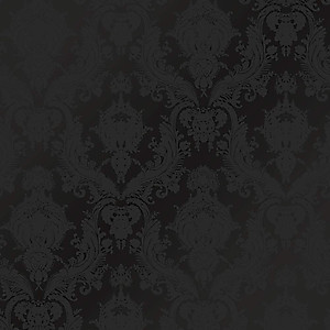 Tempaper Black Damsel Removable Peel and Stick Floral Wallpaper, 20.5 in X 16.5 ft, Made in the USA