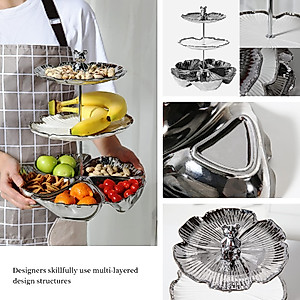 Acliys 3 Tier Serving Stand with Porcelain Serving Platter, Divided Serving Dishes, Cupcake Stand, Dessert Table Display Set for Fruit Nut Pastry Chips and Dip, Veggies, Candy and Snacks