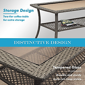 Solaste 4 Pieces Patio Furniture Sets,Patio Conversation Sofa Wicker Chair with Cushion,All-Weather Rattan Sofa for Porch Backyard Outside Garden Lawn Yard,Beige Cushion