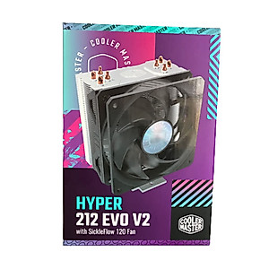 Cooler Master Hyper 212 EVO V2 CPU Air Cooler with SickleFlow 120, PWM Fan, Direct Contact Technology, 4 Copper Heat Pipes for AMD Ryzen/Intel LGA1200/1151, RR-2V2E-18PK-R1
