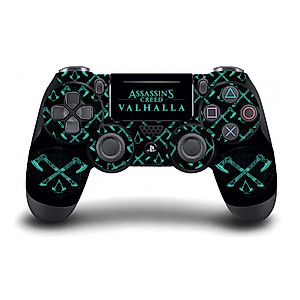 Head Case Designs Officially Licensed Assassin's Creed Dual Axes Valhalla Key Art Vinyl Sticker Gaming Skin Decal Cover Compatible With Sony PlayStation 4 PS4 Slim Console and DualShock 4 Controller