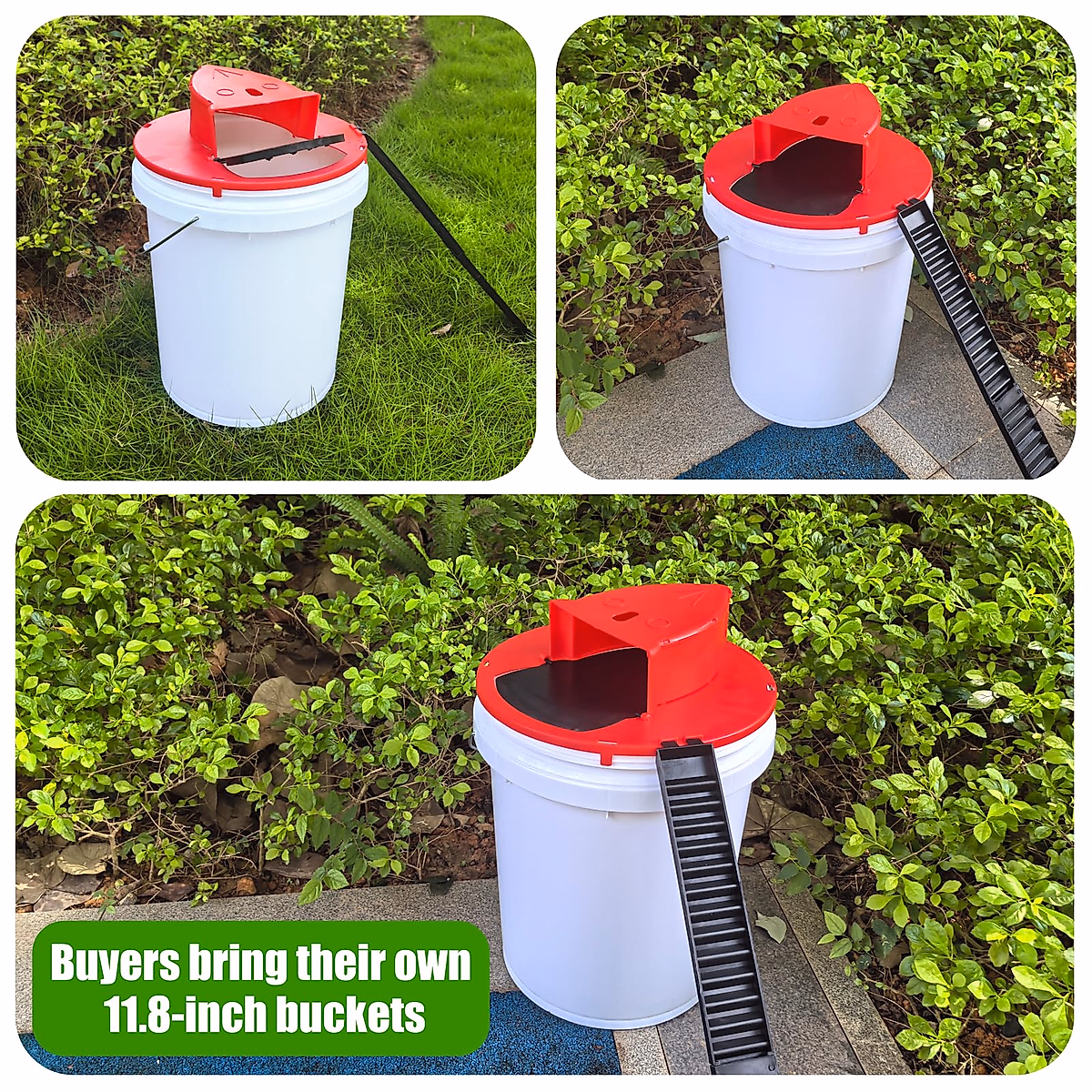 Mouse Trap Bucket (3 Pack) - Compatible with 5-Gallon Water Buckets, Indoor and Outdoor Trap Buckets, Automatic Reset Trap Bucket lid, Human Trap, Reusable Trap Bucket lid