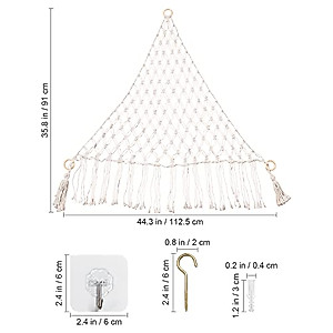 Cabilock Macrame Toy Hammock Macrame Hanging Net Kids Hanging Toys Fruit Basket Boho Wall Baskets Organizer Baskets Countertop Space Saver for Fruits Vegetables Corner Stuffed Animal Hammock