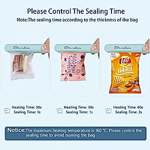 Mini Bag Sealer - Handheld Plastic Bag Sealer Heat Vacuum Sealer,Portable Food Bag Resealer Machine for Potato Chip Bags Snack Bags Plastic Bags Food Storage(Blue)
