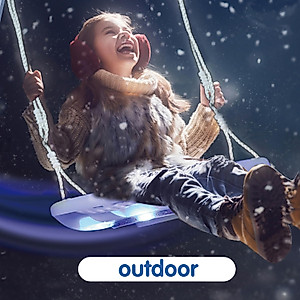 OMNISAFE LED Lighted Swing with Adjustable Rope Plastic Coated Tree Swing for Indoor Outdoor