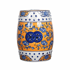 XARONF Hand-Painted Classical and Beautiful Ceramic Drum Stools, Chinese Antique Living Room and a Few Decorative Ornaments on The Entrance Hall of The Study Room. (Color : Orange)