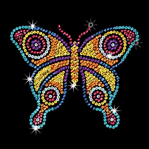 Sequin Art Style, Three Butterflies, Sparkling Arts and Crafts Picture Kit, Creative Crafts