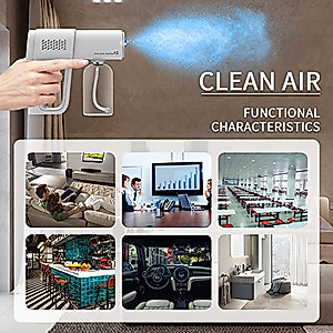 Professional Disinfectant Fogger Machine, 380ml Wireless Nano Sprayer Gun Handheld Sanitizer Fogger, Blue Light Foggers for Touchless Sanitization (White)