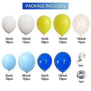 Royal Blue Yellow Lemon Balloon Garland Arch Kit with 142pcs Latex Balloons for Summer Anniversary Birthday Wedding Graduation Office Party DIY Decoration.