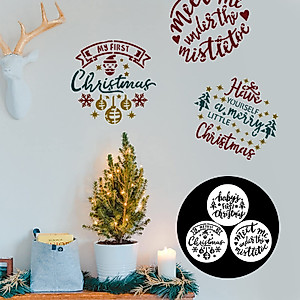 25pcs Christmas Stencils for Painting, 4inch Reusable Christmas Templates Merry Christmas Stencils for Drawing on Cookies Wood Sign Canvas Window Fabric Paper Crafts (Round)