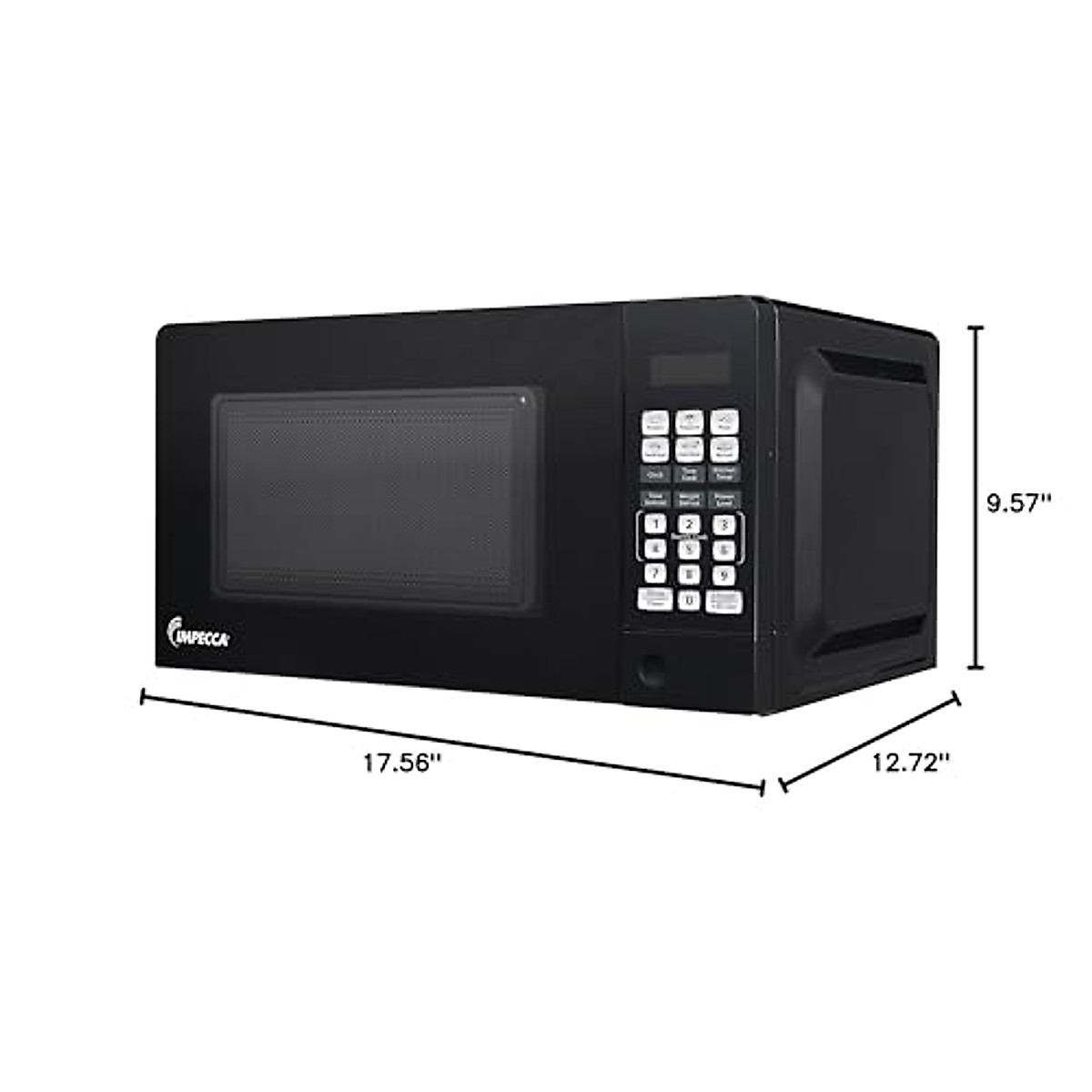 Impecca Countertop Microwave Oven w/ 10 Power Levels, Child Lock, LED Lighting, 700Watt & 0.7 Cu. Ft., Convenient Cooking Controls and Touch Pad Panel, Black Color