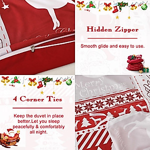 Dintszyayue Christmas Duvet Cover Set King, Festival Reindeer Pattern Comforter Cover with Zipper Closure, 3 Pieces Lightweight Patchwork Bedding Set with 2 Pillow Shams 103"×90"