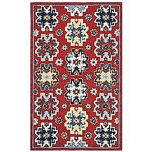 SAFAVIEH Heritage Collection 3' x 5' Red/Blue HG746Q Handmade Traditional Oriental Premium Wool Area Rug