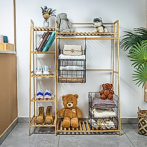 Glolaurge 6 Tier Hanging Closet Organizer and Storage, Closet Hanging Shelves with 2 Hooks, Metal Closet Shelf Organizer for Clothing, Sweaters, Handbags