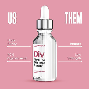 Glycolic Acid Peel 40% Professional Chemical Peel for Face for Acne Scars, Collagen Boost, Wrinkles, Fine Lines - Alpha Hydroxy Acid Liquid Exfoliant for Face Peel Mask for Men & Women