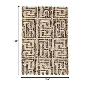 Dash and Albert Auricula Handwoven Jute Rug, 10 X 14 Feet, Black/Neutral Geometric Pattern