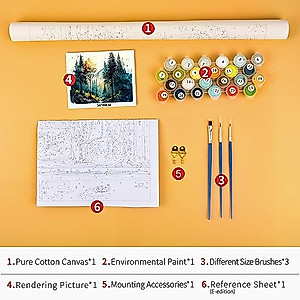 TUMOVO Paint by Number for Adults - Watercolor Forest Oil Painting for Adults Kids Paint by Number Nature Landscape Paint by Numbers DIY Acrylic Paint Number Kits Romantic Arts Craft, 16x20inch