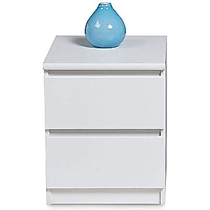 Tvilum Scottsdale 2 Drawer Nightstand, 15.91 in x 19.69 in x 19.49 in (D x W x H), White Woodgrain