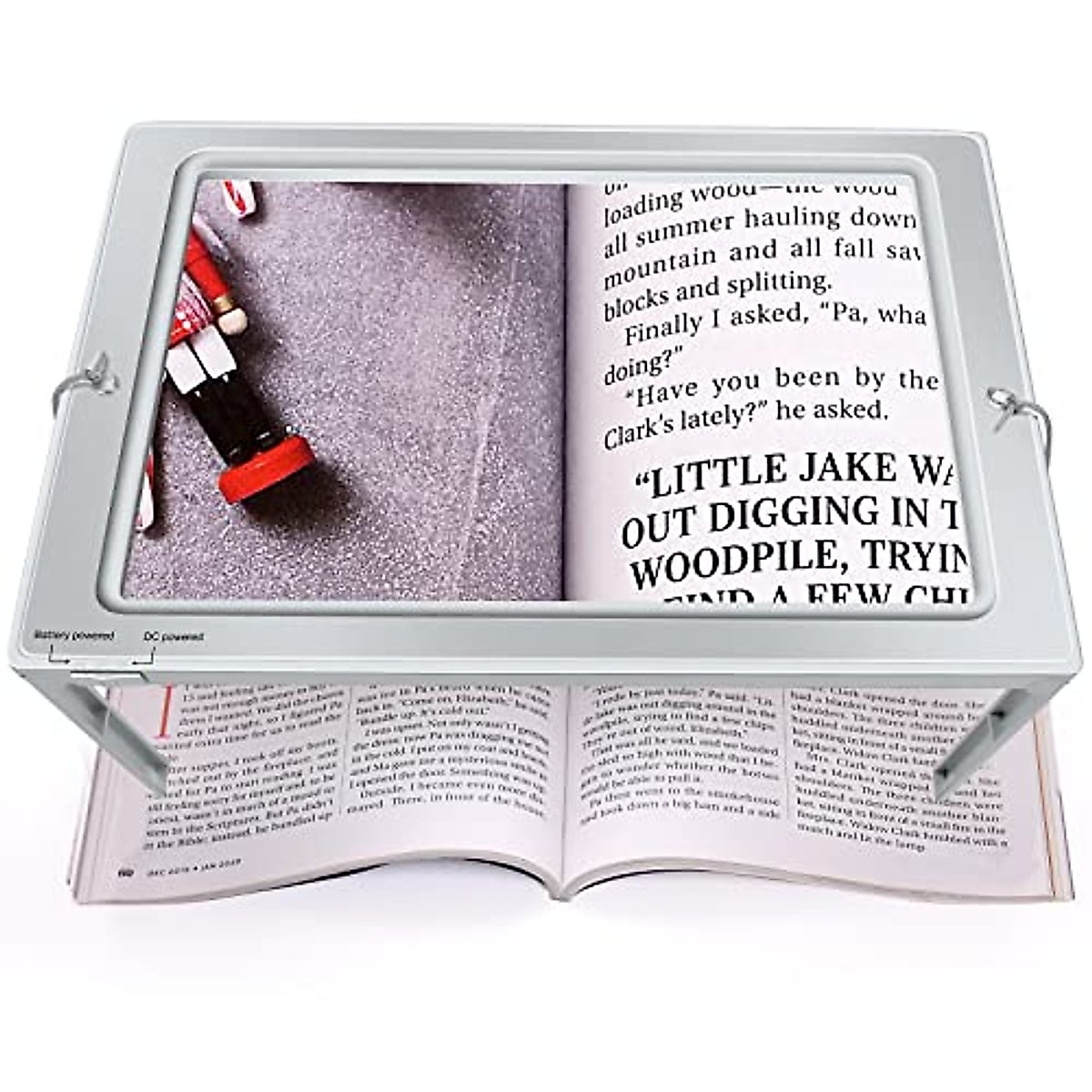 Magnifying Glass with Light and Stand, Silver 4X Page Magnifier for Reading, Foldable 50 LED Large Magnifying Glass Ideal for Seniors, 2 Power Options, 3 Usage Modes