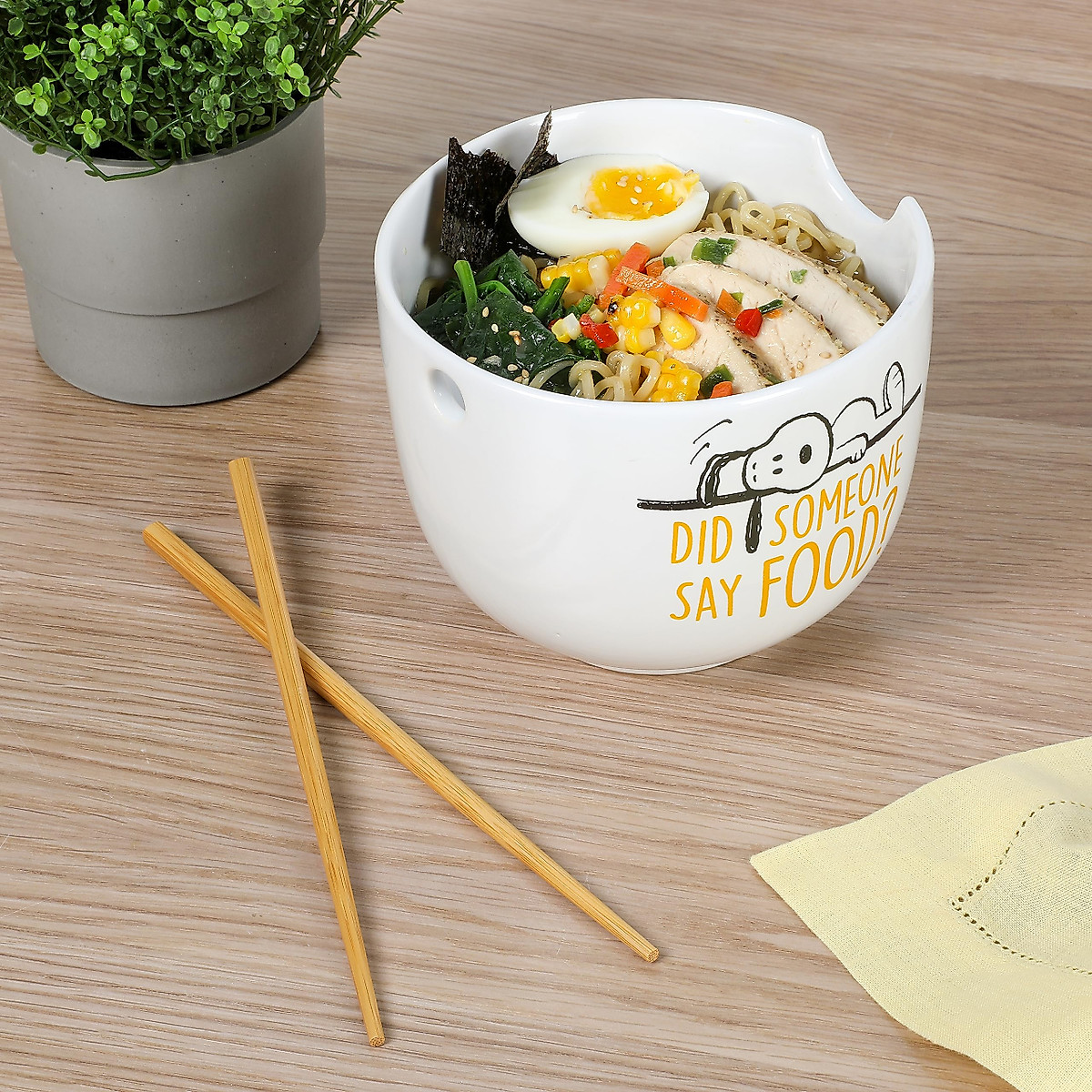 Peanuts Snoopy 6" Foodie Ramen Stoneware Noodle Bowl w/Chopsticks