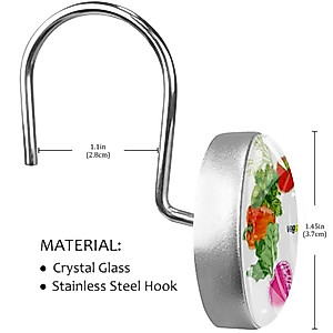 Green Vegetables Shower Curtain Hook Decorative Rust Proof Shower Curtain Rings Kids Room Bathroom Decor, Set of 12 for Any Rod and Curtain
