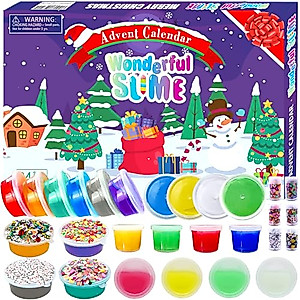 PANSHAN Fidget Advent Calendar 2023 Crystal Slime Christmas Countdown Calendar Toys Holiday Set 24 Days Xmas Surprise Gift Toys for Kids Girls Boys Ages 3 4 5 6 7 8 9+
