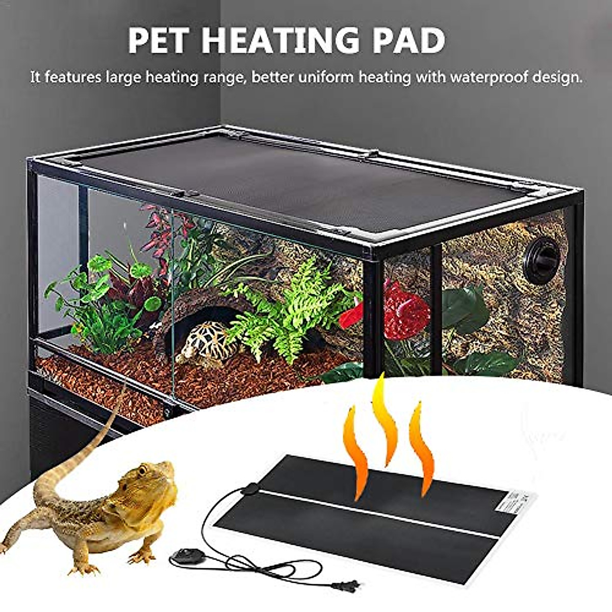 2 Pack 14 W Reptile Heating Pad Under Tank Heater Tank Warmer with Temperature Control, Power Adjustment Terrarium Heater Heat Mat for Reptiles Turtle Tortoise Snakes Lizard