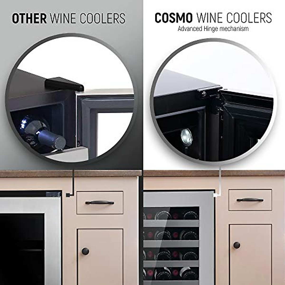 COSMO COS-24BIWCS 48-Bottle Stainless Steel 24 in. Single Zone Compressor Wine Cooler