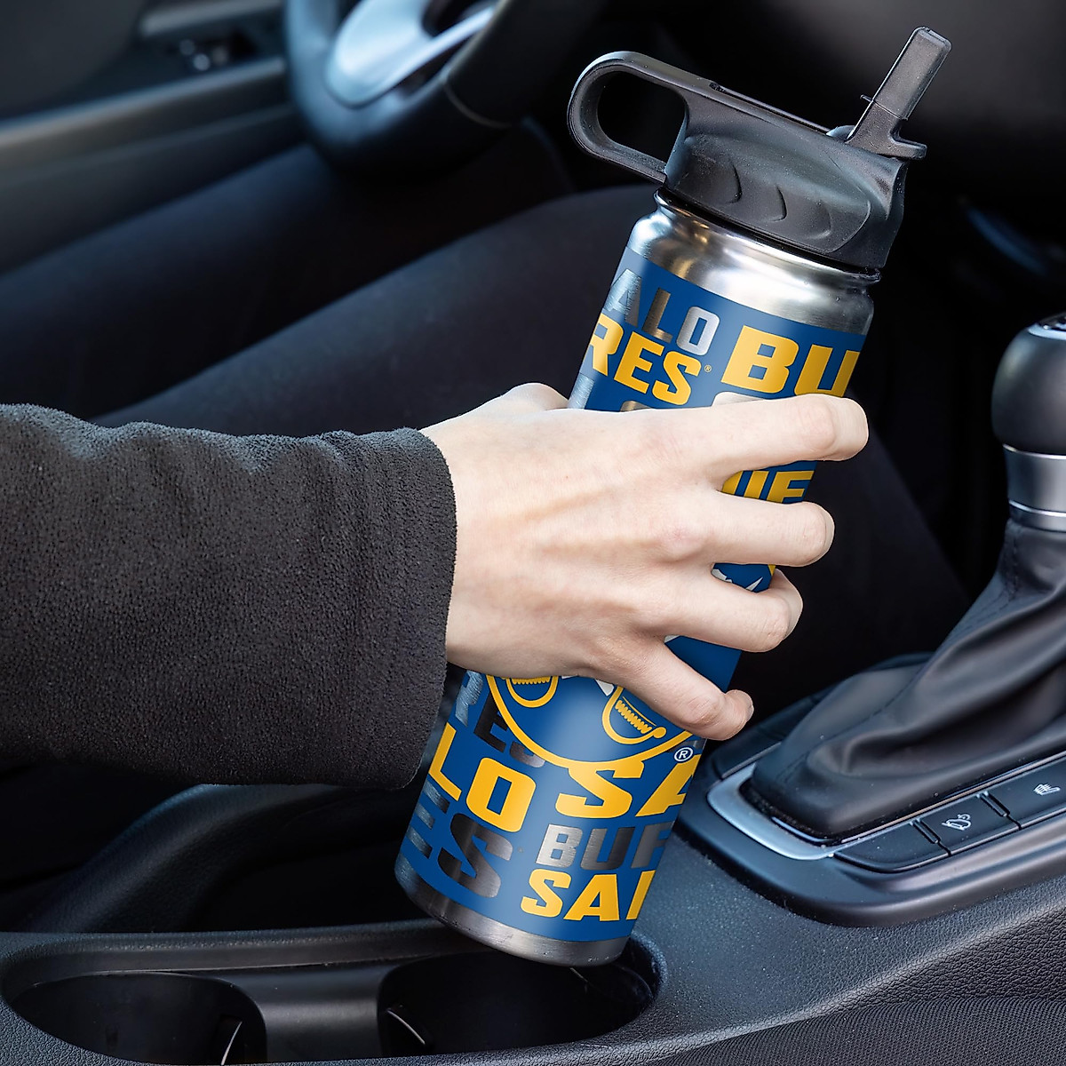 Rico Industries NHL Hockey Buffalo Sabres 22oz Stainless Steel Tumbler with Lid - Great For Coffee, Tea, Water or Cocktails