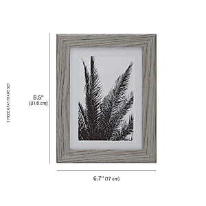 Melannco Set of Five 6.69 x 8.46 Inch Gray Wood Photo Frame to Hold 5x7 Photo Without Mat or 4x6 Photo With Mat