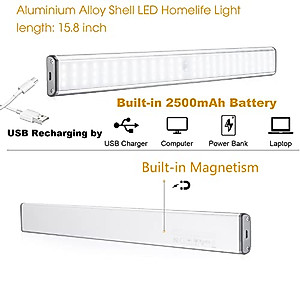 MOSTON Super Bright Rechargeable Closet Lights 78 LED Homelife Motion Sensor Night Lighting for Under Cabinet,Counter.Built-in 2500mAh Battery Powered Cordless Magnetic Lamp Stick on Anywhere