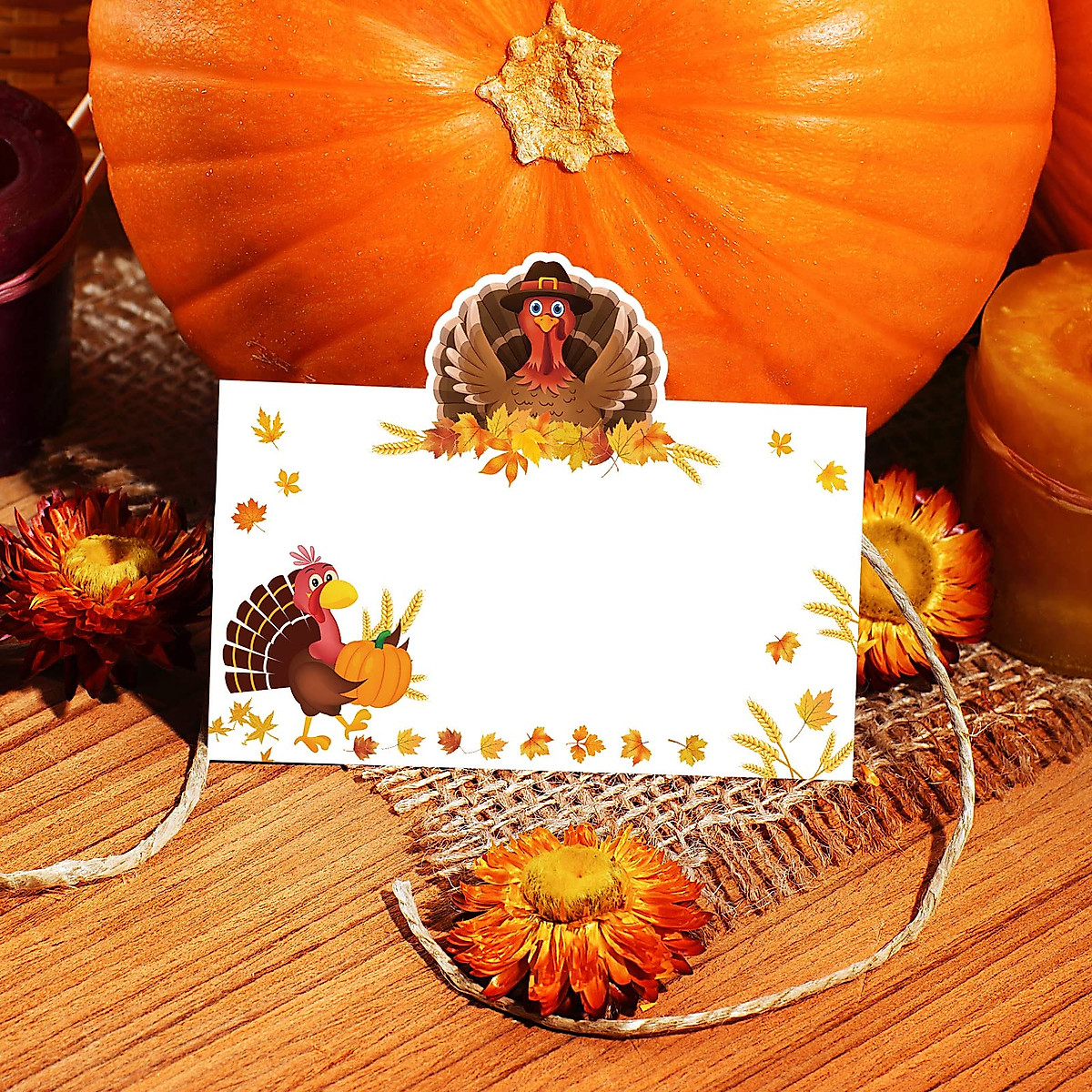 Thanksgiving Table Place Cards Turkey Tent Name Cards for Guest Table Seating 25Pcs