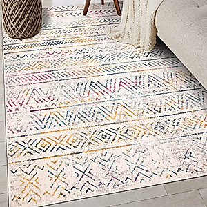 Rugshop Geometric Boho Perfect for high Traffic Areas of Your Living Room,Bedroom,Home Office,Kitchen Stain Resistant Area Rug 3'3" x 5' Multi