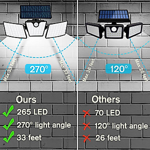 Bebrant Solar Lights Outdoor, 265 LED Solar Motion Sensor Security Lights IP65 Waterproof Solar Flood Lights 360° Adjustable Double-Head Spotlights for Front Door Garden Yard (2 Pack)