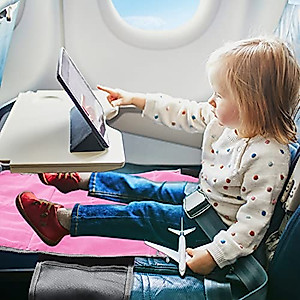 Kids Airplane Footrest, Lightweight Foldable Toddler Airplane Seat Extender Portable Toddler Travel Bed Kids Airplane Travel Essentials Airplane Travel Accessories for Kids (Pink)