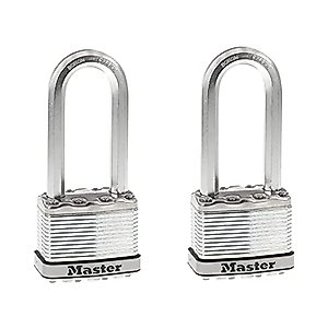 Master Lock M5XTLJ Magnum Heavy Duty Outdoor Padlock with Key, 2 Pack Keyed-Alike,Silver