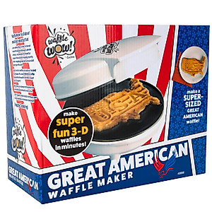 Great American USA Waffle Maker - Make Giant 7.5" Patriotic Waffles or Pancakes w Pride - Electric Nonstick Waffler Iron w America Spirit, Election Debate Party Fun, Funny Gift or Dessert Treat