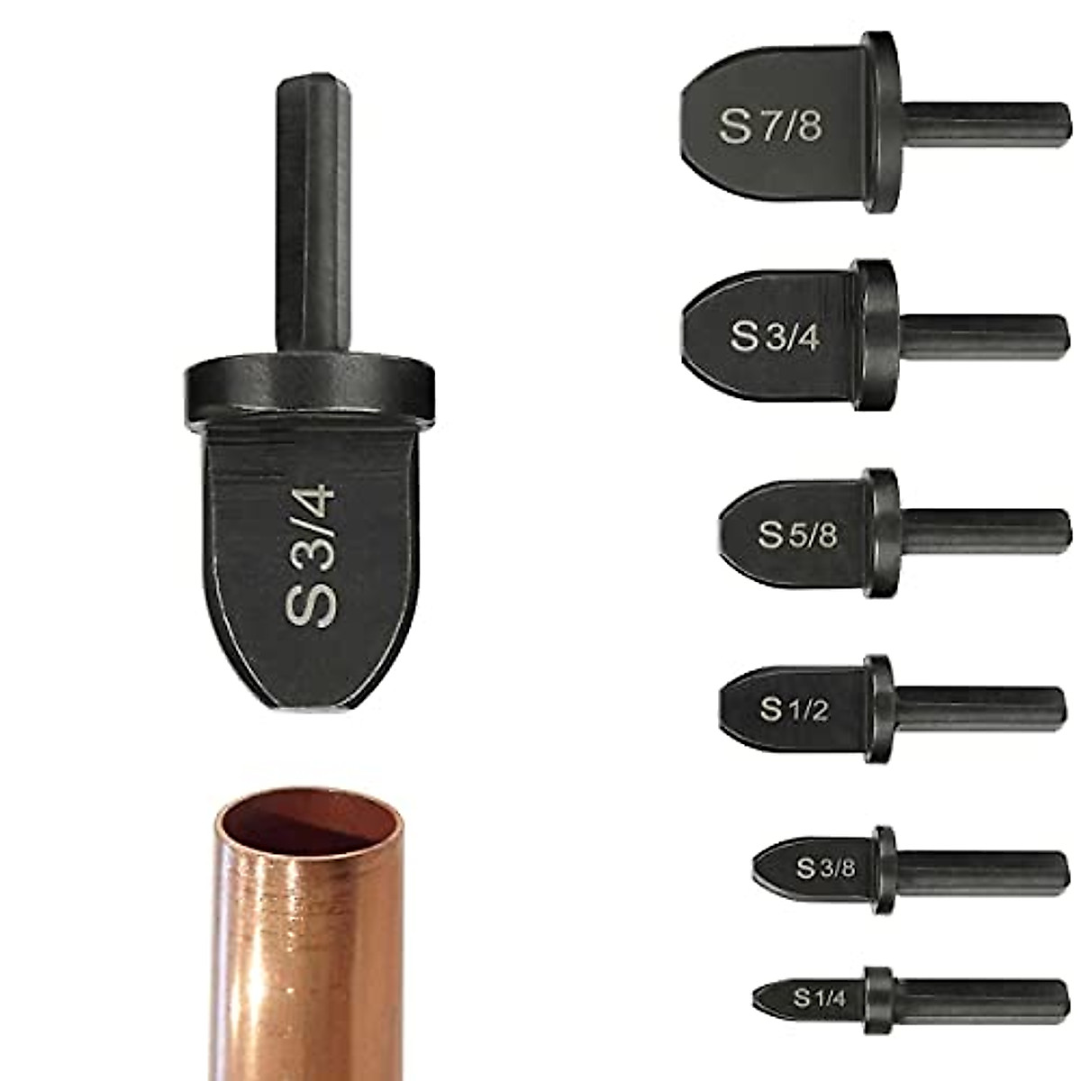 SeonFook 6pcs HVAC Tools Swaging Tool Drill Bit Set Flaring Tool Drill Bits Portable Air Conditioner Copper Pipe Tube Expander Repairing Set with 7/8'', 3/4'', 5/8'', 1/2'', 3/8'', 1/4'' Bits