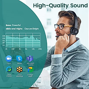 Bluetooth Headset V5.2, Wireless Headset for PC with AI Environmental Noise Cancelling Microphone (ENC), 2.4G USB Adapter, 55Hours Playtime, Stereo, Calls/Music Mode, On Ear Computer Headphones