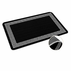 ALAGEO Doormat Geometric Greek Key Design Welcome Mat Entrance Floor Mat Black Door Mar Indoor Outdoor Entrance Floor Mat Non Slip Rubber Mat 24 x 36 inch