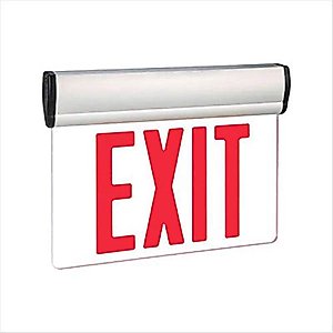 Exitronix S902-WB-SR-RC-AG - LED Exit Sign - Universal Edge-Lit - Red Letters - 120/277 Volt and Battery Backup