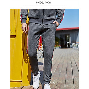 DUOFIER Men's Casual Tracksuit Long Sleeve Full-Zip Running Jogging Sports Jacket and Pants, Black-XL