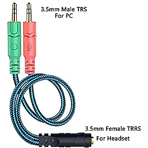 PC Splitter Cable Headset Adapter Splitter Compatible with AstroA10 A10 A40 Turtle Beach HyperX Cloud SteelSeries and Similar Gaming Headsets with Headphone & Mic