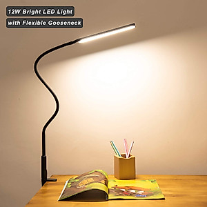 Psiven LED Desk Lamp, Swing Arm Table Lamp with Clamp, Flexible Gooseneck Architect Drafting Task Lamp(3 Lighting Modes, Dimmable, Memory Function) Eye Care Desk Light for Workbench, Monitor, Reading