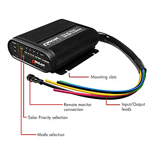 Wagan EL7410 12V 25A DC to DC Battery Charger with Solar Input MPPT Controller for SLA, Flooded, Gel, AGM, Calcium and Lithium, Using Multi-Stage Charging in RVs, Vehicles, Boats and Yachts