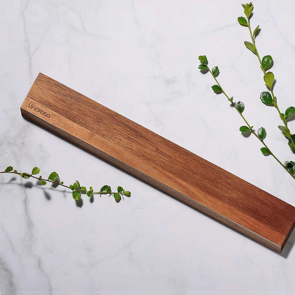 Linoroso 3-Pieces Kitchen Tools Set-16.5'' Magnetic Knife Holder for Wall with Paring Knife 3.5 inch Chef Knife 8 inch Sharp Knife, Powerful Acacia Wood Magnetic Knife Strip for Kitchen Knives & Tools